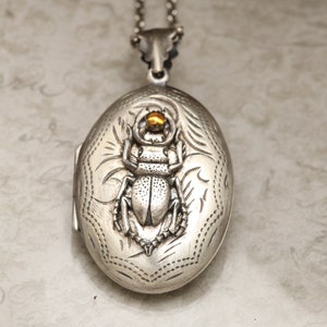 Silver Bug Necklace, Insect Locket, Compass Locket, Locket Sterling ...