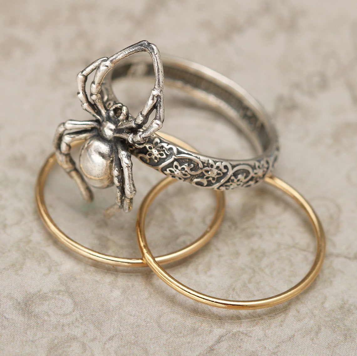 Silver Spider Ring, Gold Stacking Rings, Spider Ring Sterling Silver ...