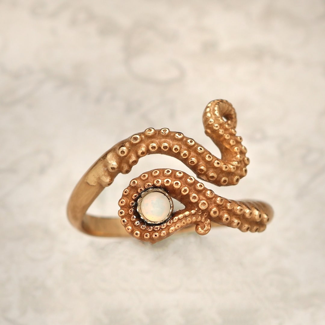 Octopus Ring Bronze, Kraken Ring, Octopus Jewelry Women, Adjustable ...