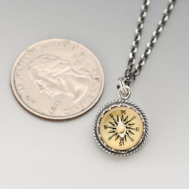 Mens Compass Pendant Small Sterling Silver Working Compass - Etsy
