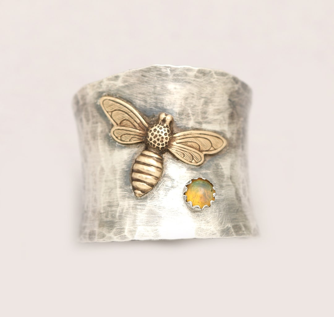 Bee Ring, Sterling Silver Opal Ring, Bee Gifts for Women, Save the Bees ...