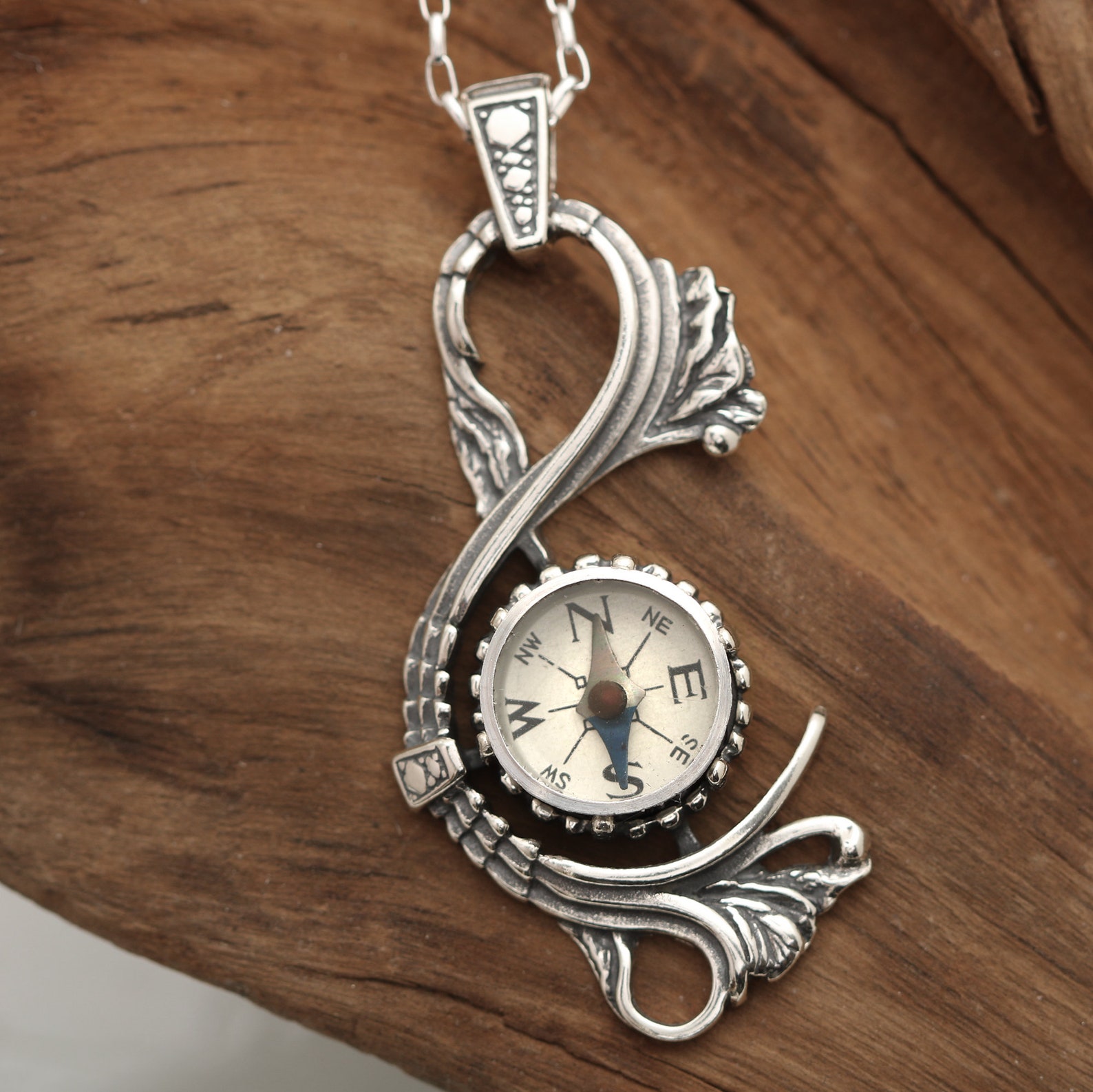 Sterling Silver Working Compass Pendant Necklace for Women - Etsy