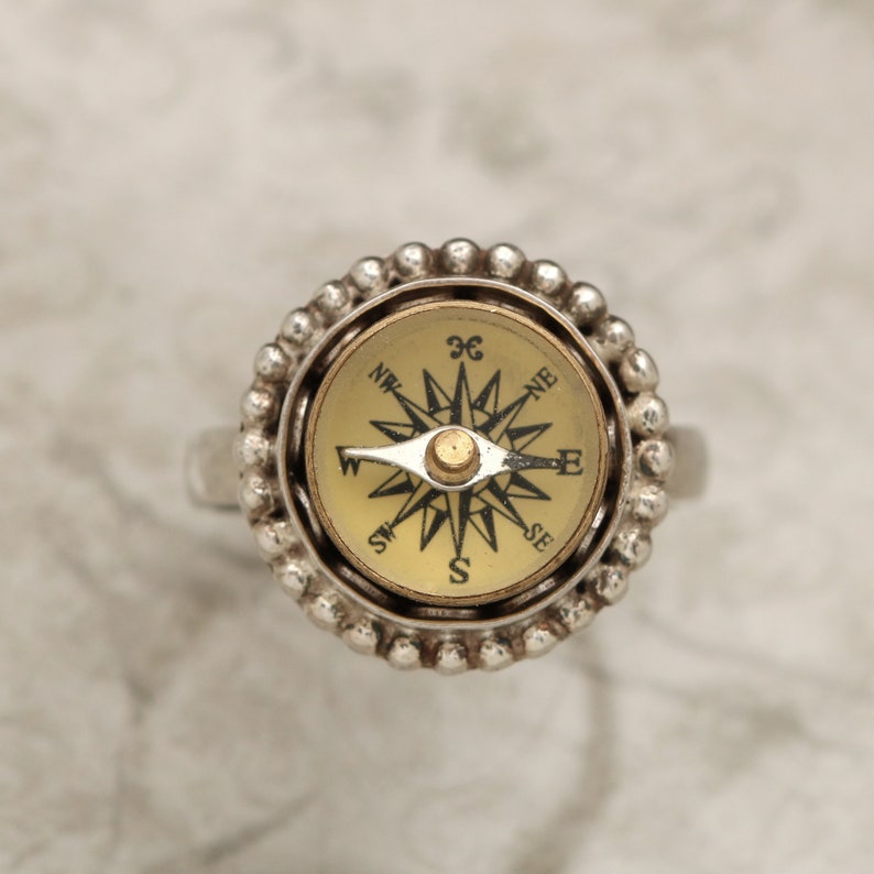 Working Compass Ring Sterling Silver, Compass Jewelry for Women ...