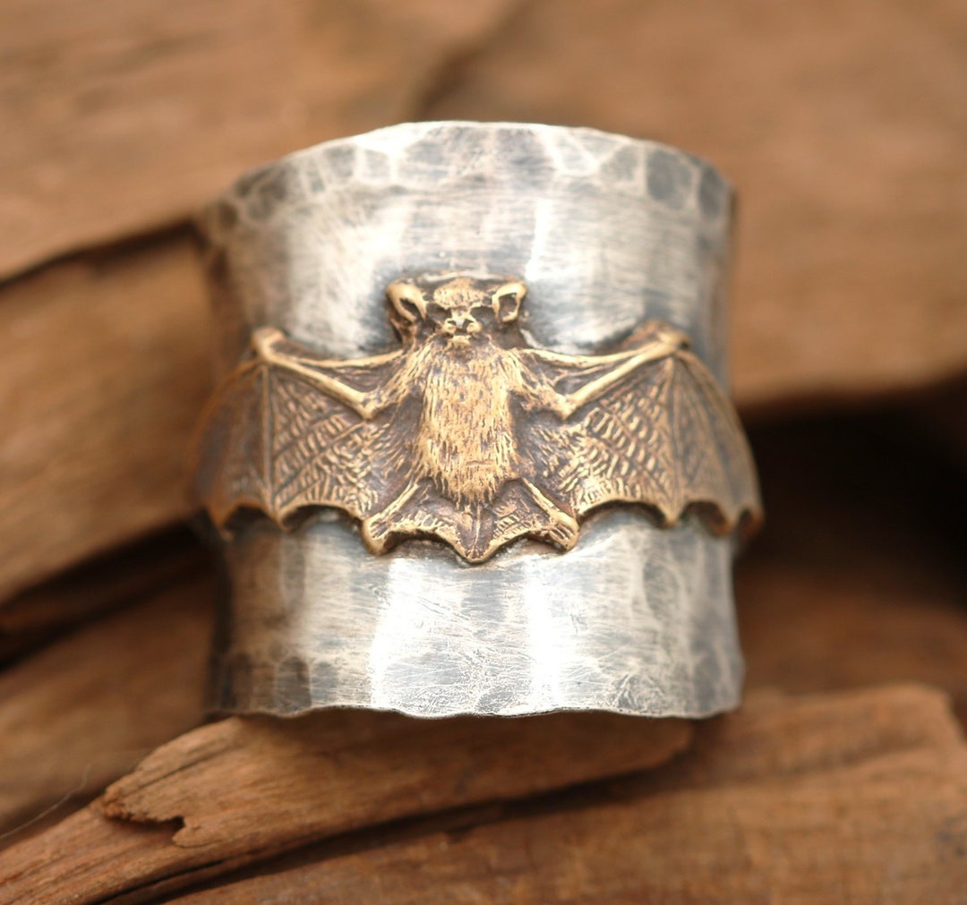 Bat Ring, Sterling Silver Ring, Whimsigoth Jewelry, Halloween Ring, Bat ...
