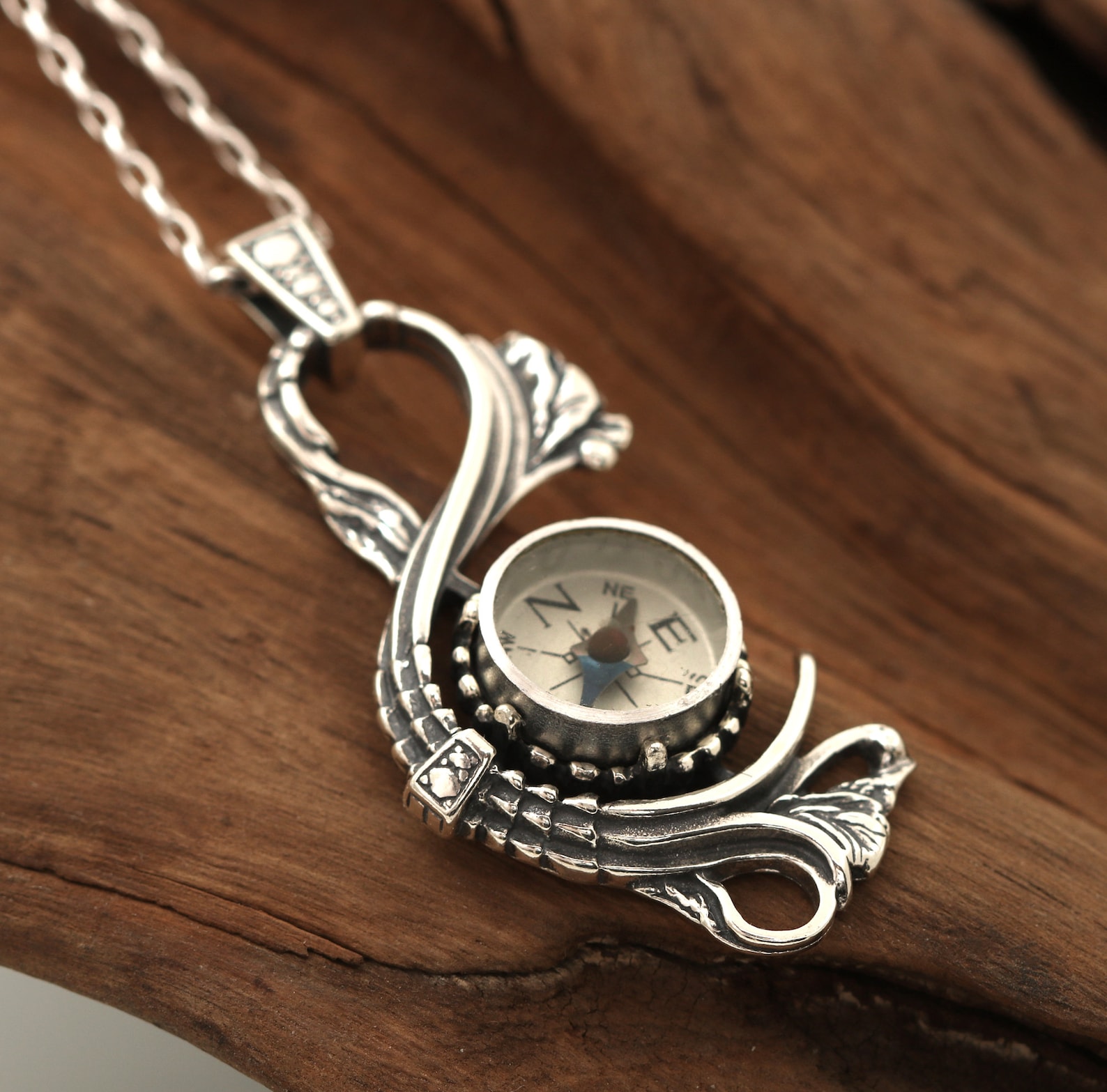 Sterling Silver Working Compass Pendant Necklace for Women - Etsy