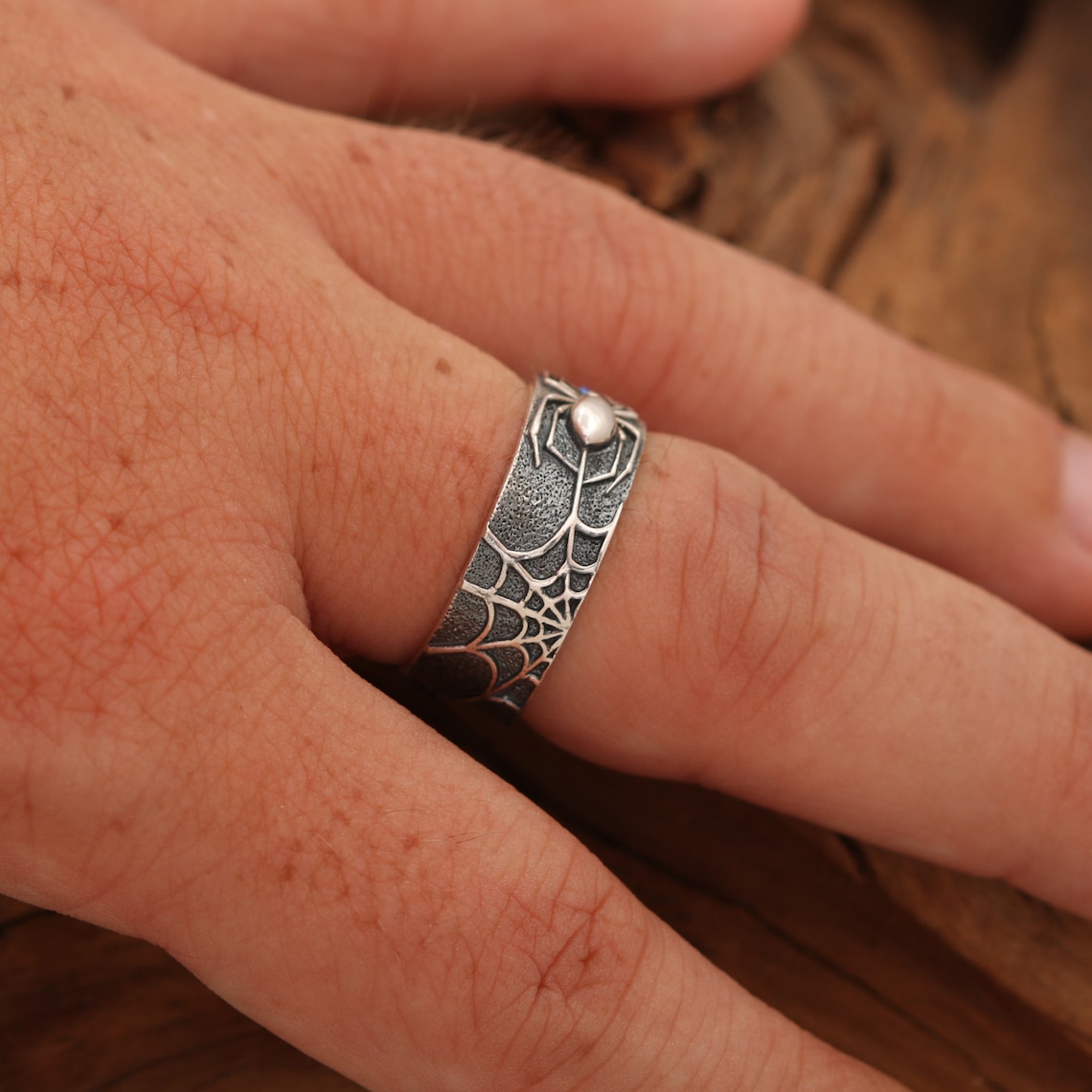 Sterling Silver Spider Ring Spider Web Ring Black Widow - Etsy