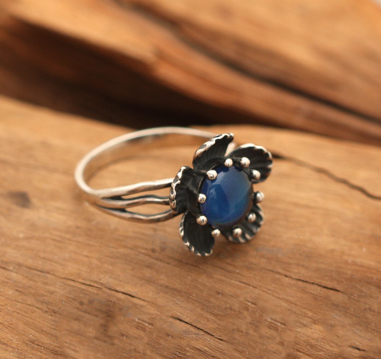 Sterling Silver Mood Ring for Women Mood Stone Ring Color - Etsy
