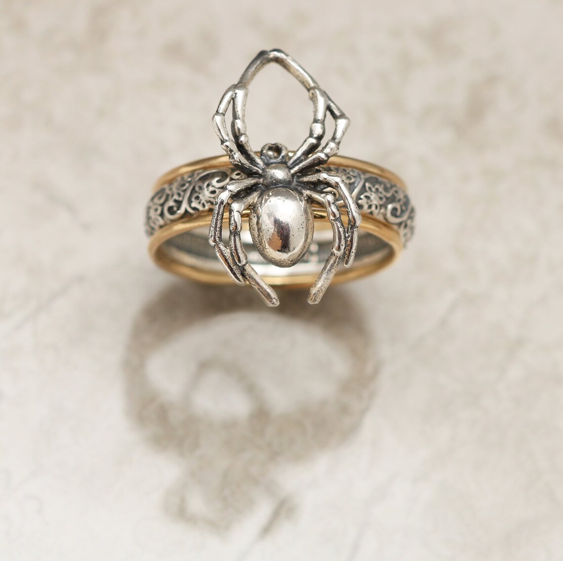 Silver Spider Ring Gold Stacking Rings Spider Ring Sterling | Etsy