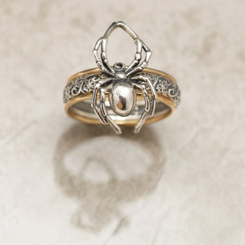 Silver Spider Ring Gold Stacking Rings Spider Ring Sterling - Etsy