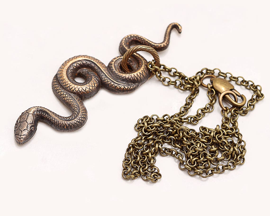 Snake Necklace Vintage Serpent Necklace Reptile Jewelry - Etsy