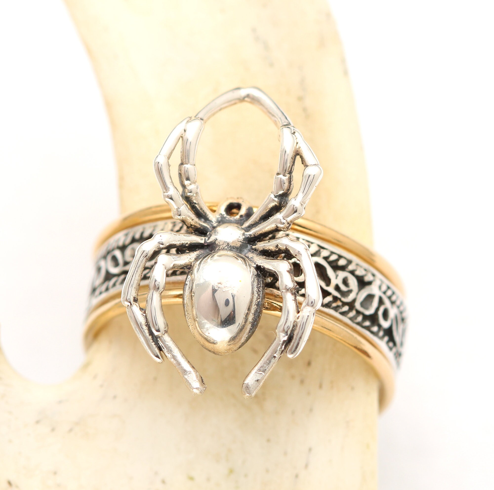 Sterling Silver Spider Ring Couple, Stacking Ring Set, Spider Ring Gold ...