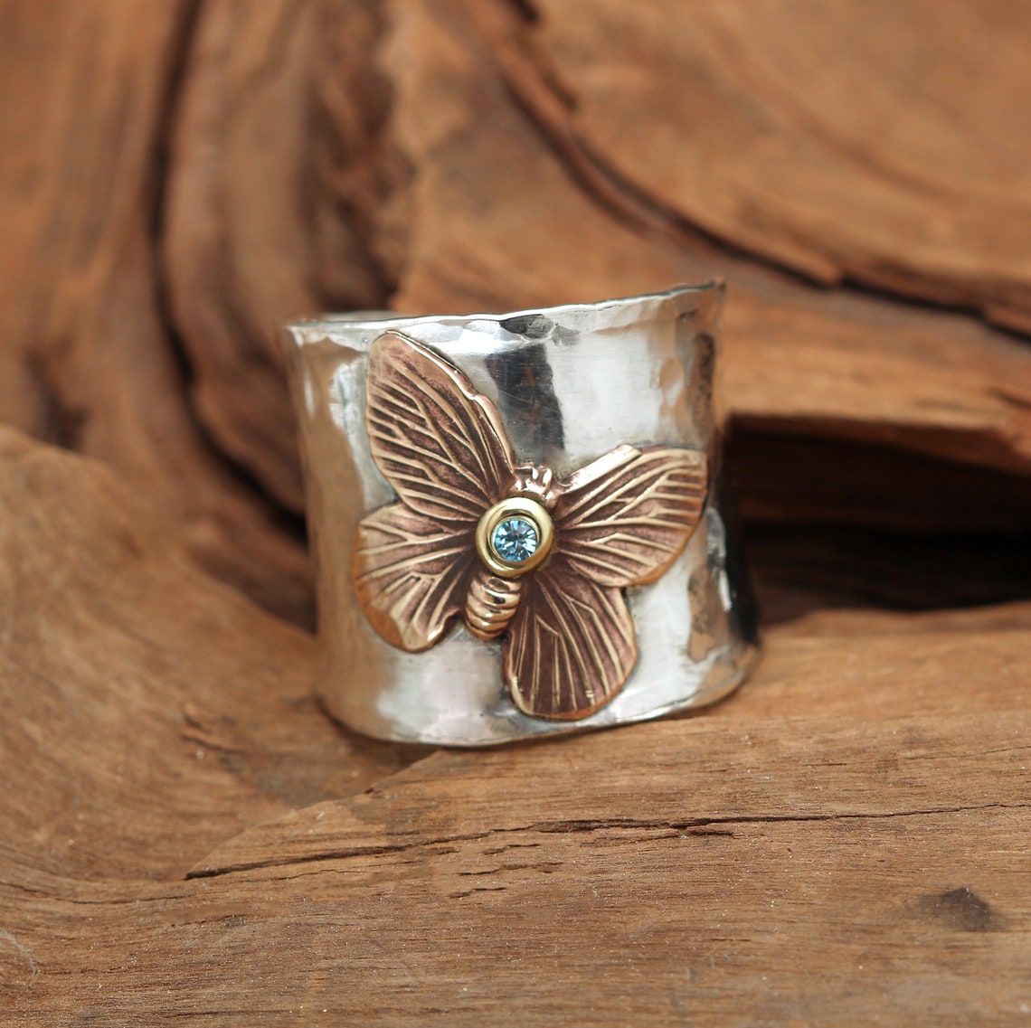 Butterfly Ring Sterling Silver Wide Band Ring for Women - Etsy