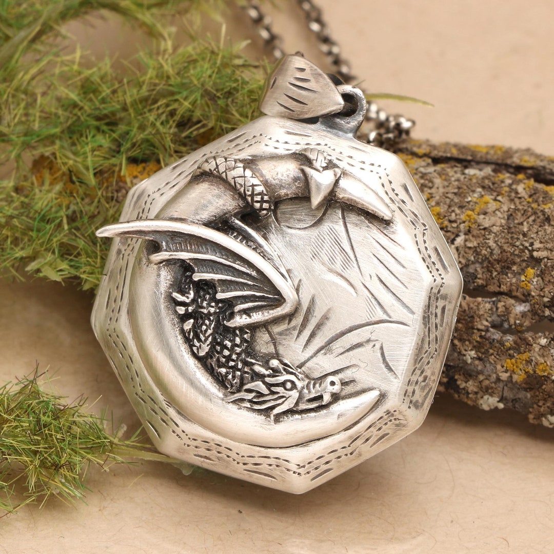 Dragon Locket, Men Dragon Necklace, Compass Locket, Locket Jewelry ...