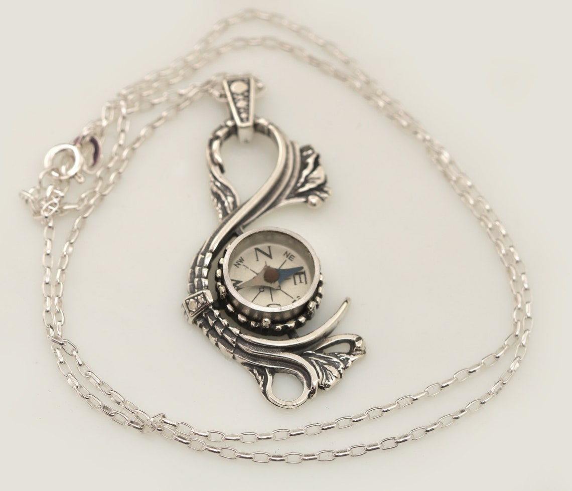 Sterling Silver Working Compass Pendant Necklace for Women - Etsy