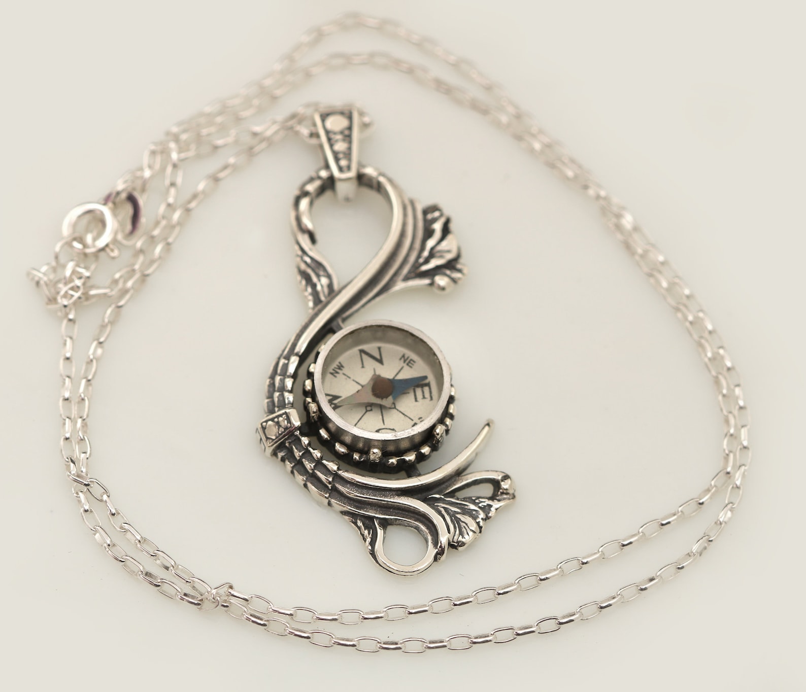 Sterling Silver Working Compass Pendant Necklace for Women - Etsy