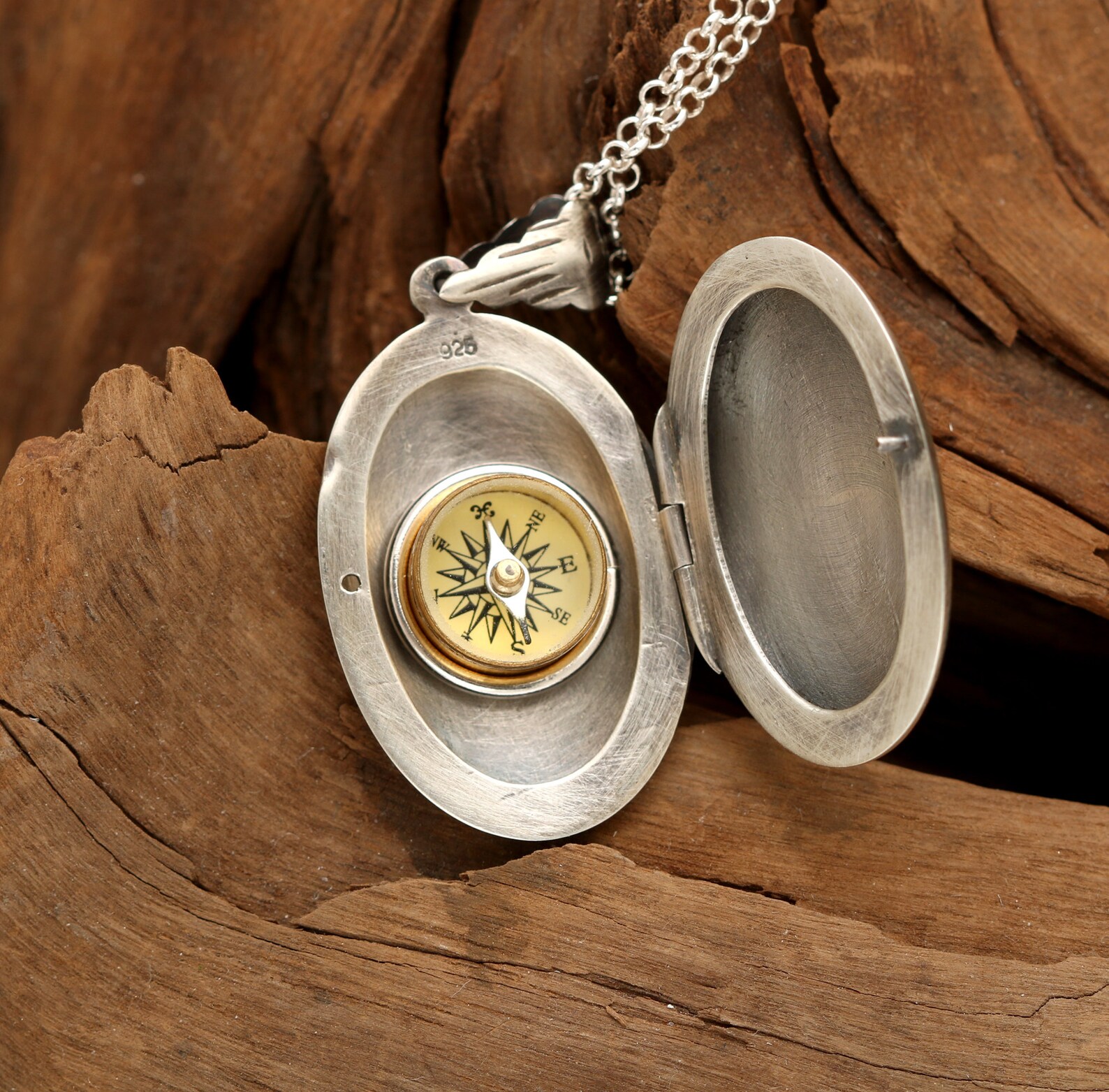 Working Compass Necklace Sterling Silver Bird Pendant - Etsy