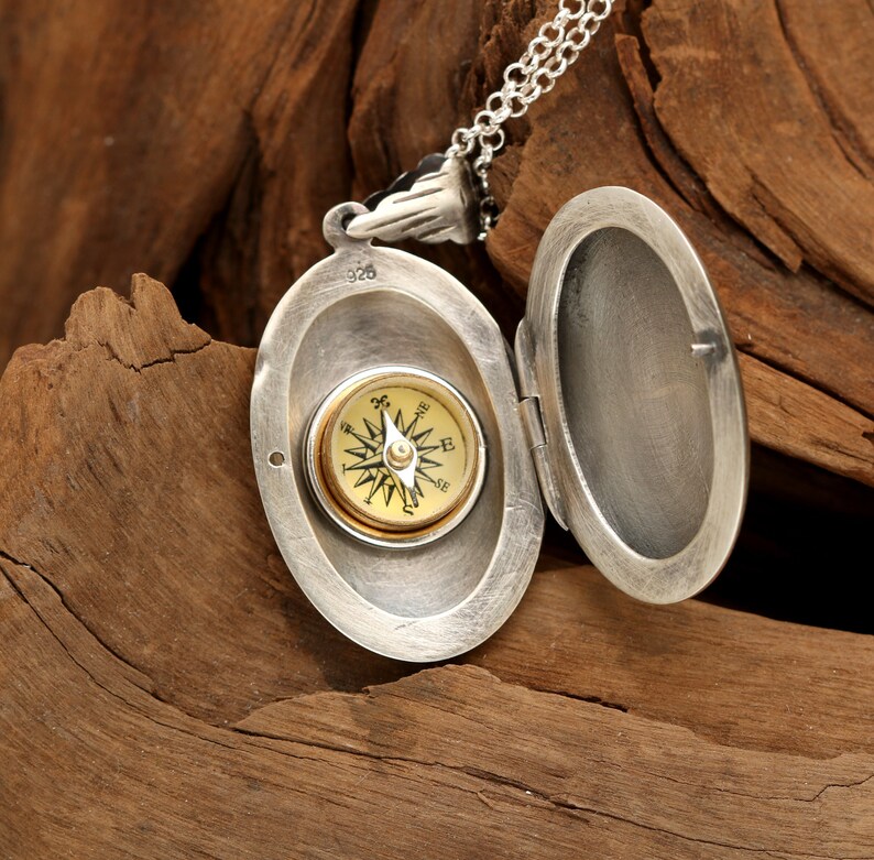 Working Compass Necklace Sterling Silver Bird Pendant - Etsy