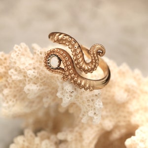 Octopus Ring Bronze, Kraken Ring, Octopus Jewelry Women, Adjustable ...