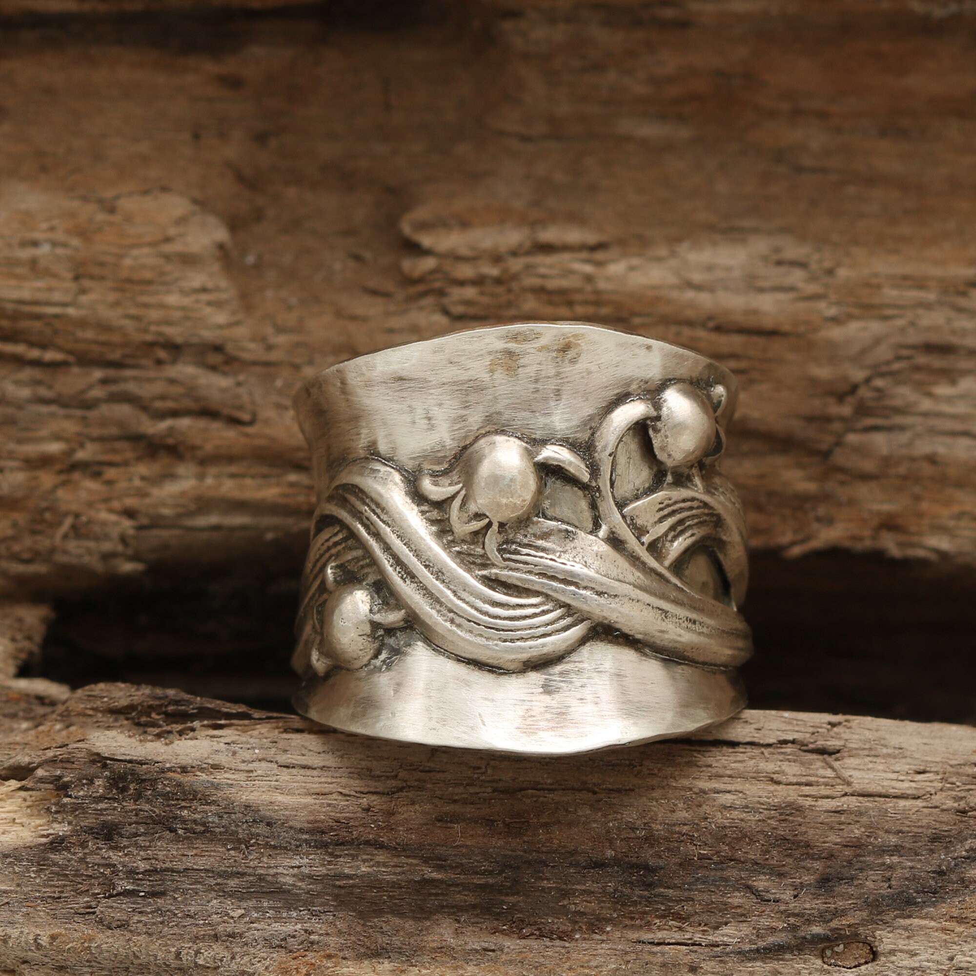 Lily of the Valley Ring, Wildflower Ring, Thumb Ring , Wide Band ...
