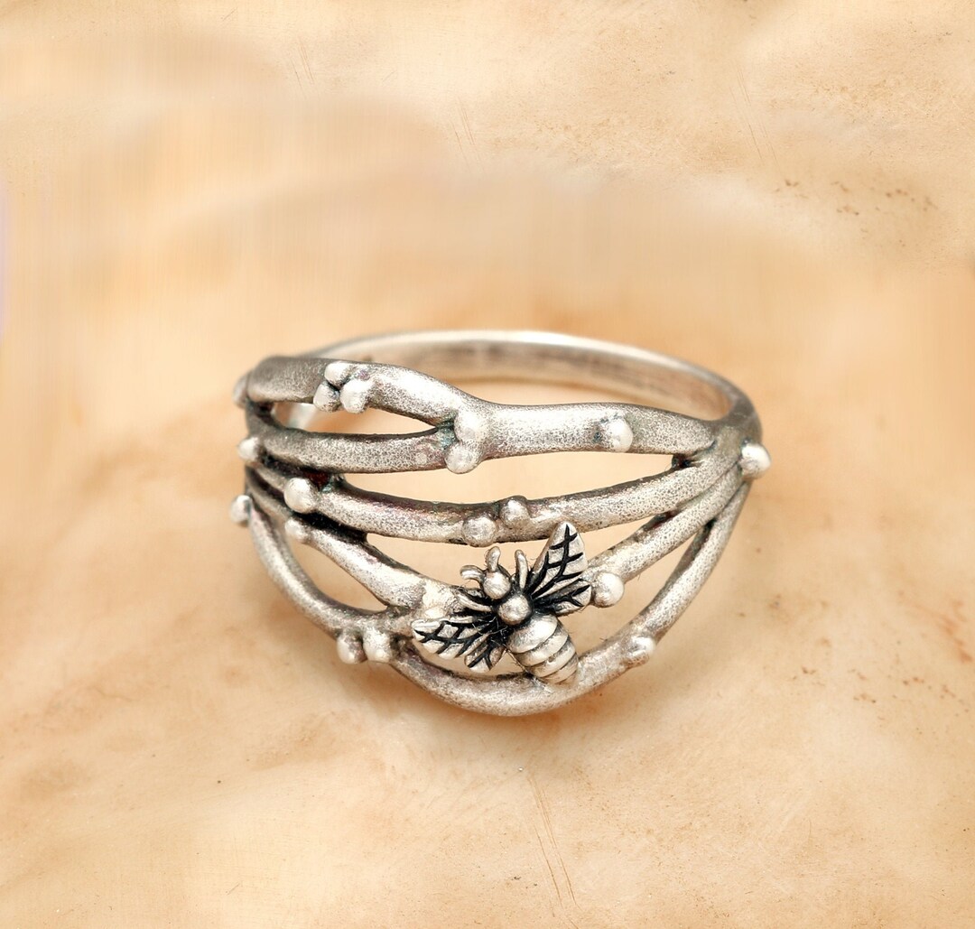 Bee Ring, Twig Ring, Bumble Bee, Beekeeper, Save the Bees, Sterling ...