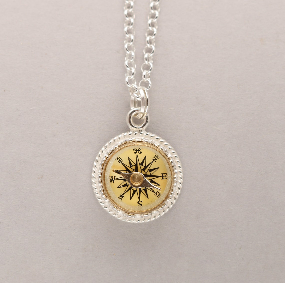 Sterling Silver Compass Necklace Working Graduation Gift - Etsy