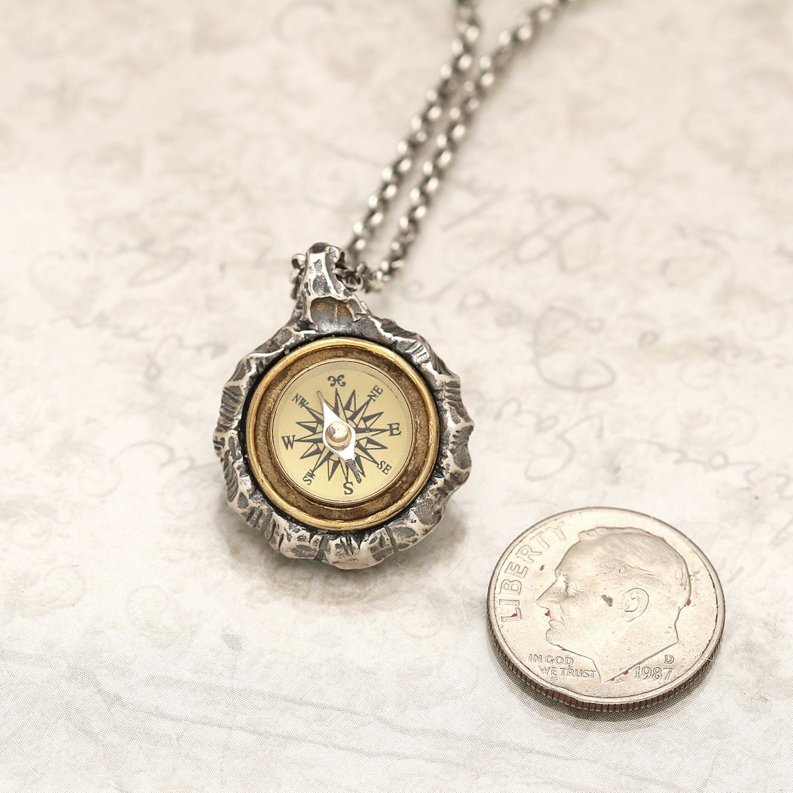 Mens Compass Necklace Sterling Silver, Navigation Compass, Compass ...