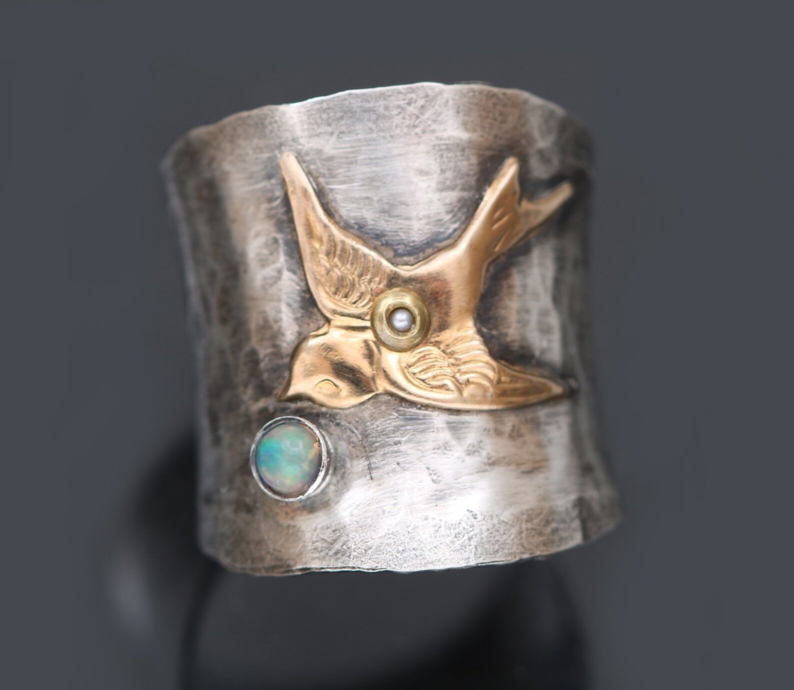 Natural Stone Ring Healing Stone Ring Sterling Silver Wide - Etsy