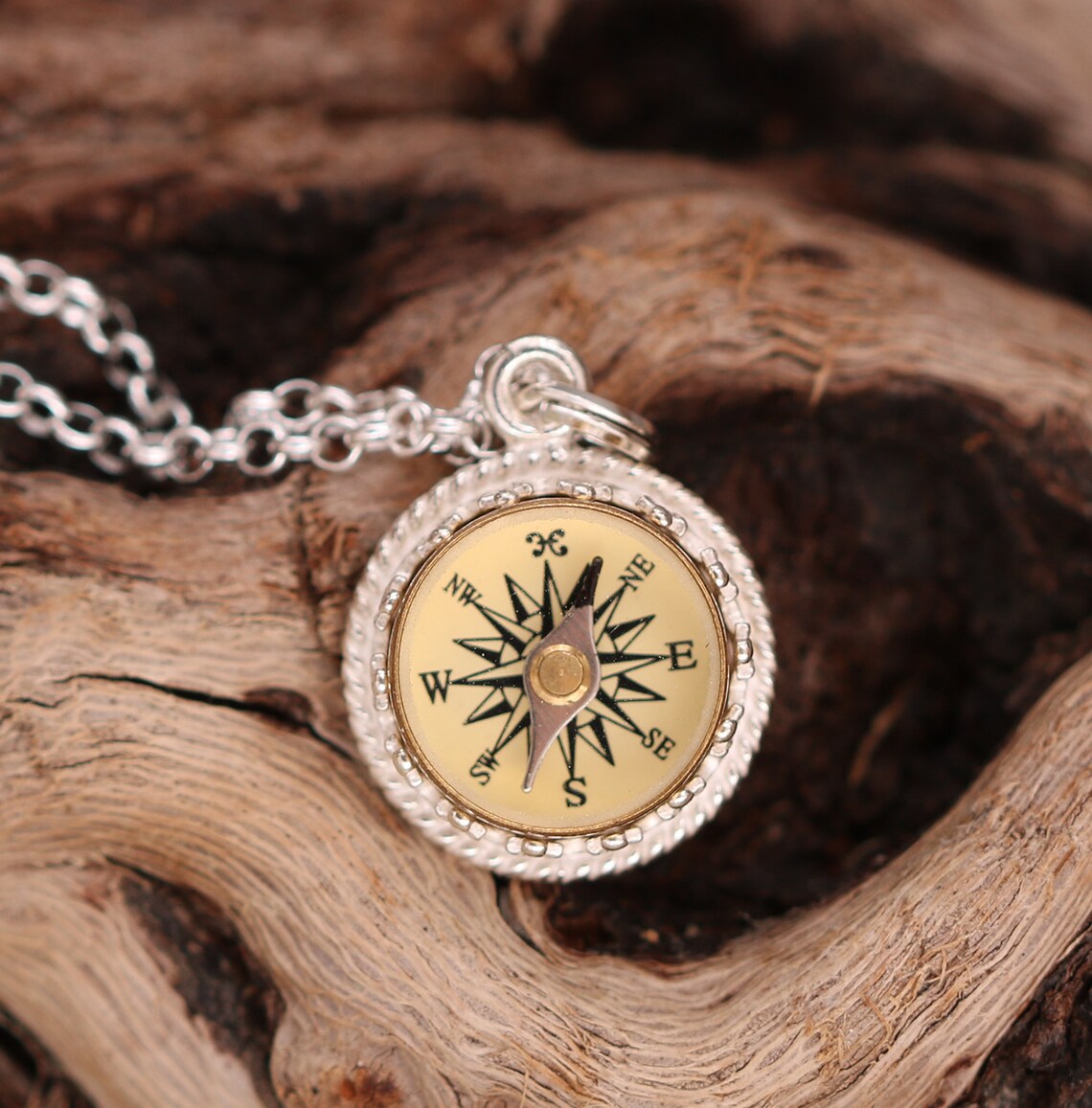 Sterling Silver Compass Pendant Necklace Working Hiking Gifts - Etsy