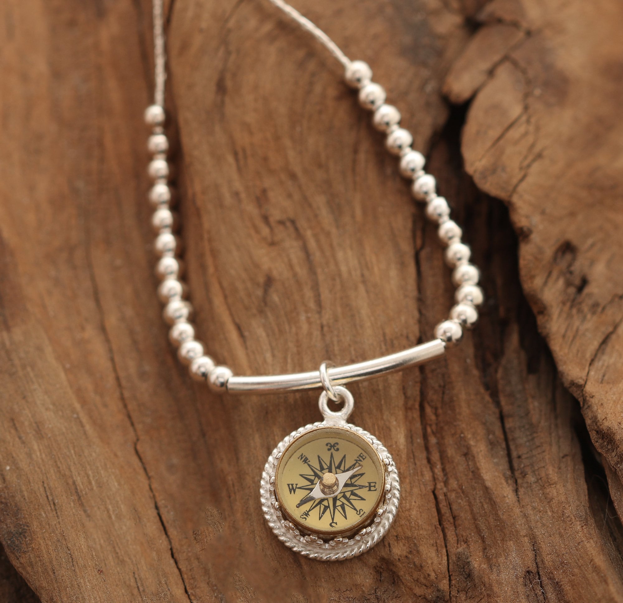 Compass Bracelet Women, Working Compass Bracelet, Sterling Silver Charm ...