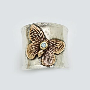 Butterfly Ring Sterling Silver, Wide Band Ring for Women, Thumb Ring ...