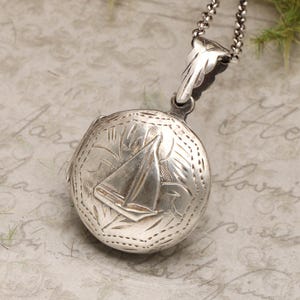 Sterling Silver Sailboat Necklace, Working Compass Locket, Nautical ...