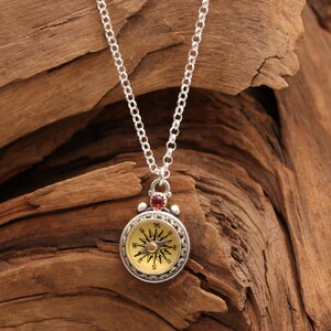 Sterling Silver Compass Necklace Compass Pendant Silver - Etsy