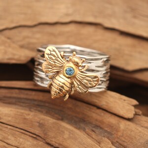Bee Ring for Men, Sterling Silver Ring, Bee Ring Band for Women, Honey ...