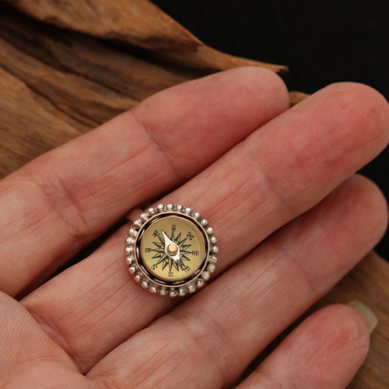 Working Compass Ring Sterling Silver Compass Jewelry for - Etsy