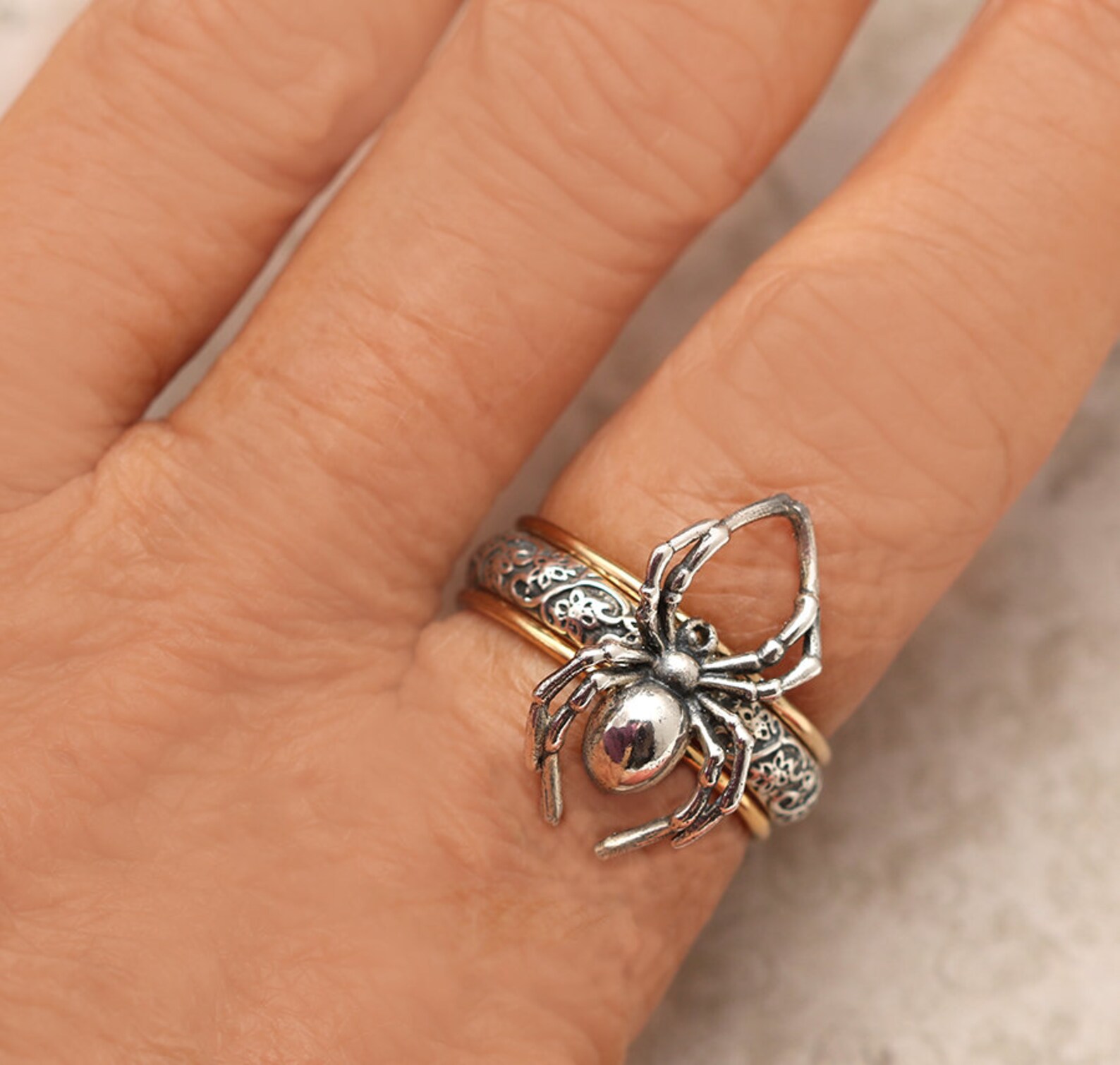 Silver Spider Ring Gold Stacking Rings Spider Ring Sterling | Etsy