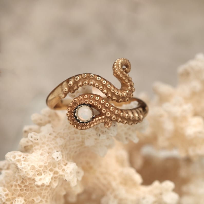 Octopus Ring Bronze Kraken Ring Octopus Jewelry Women - Etsy