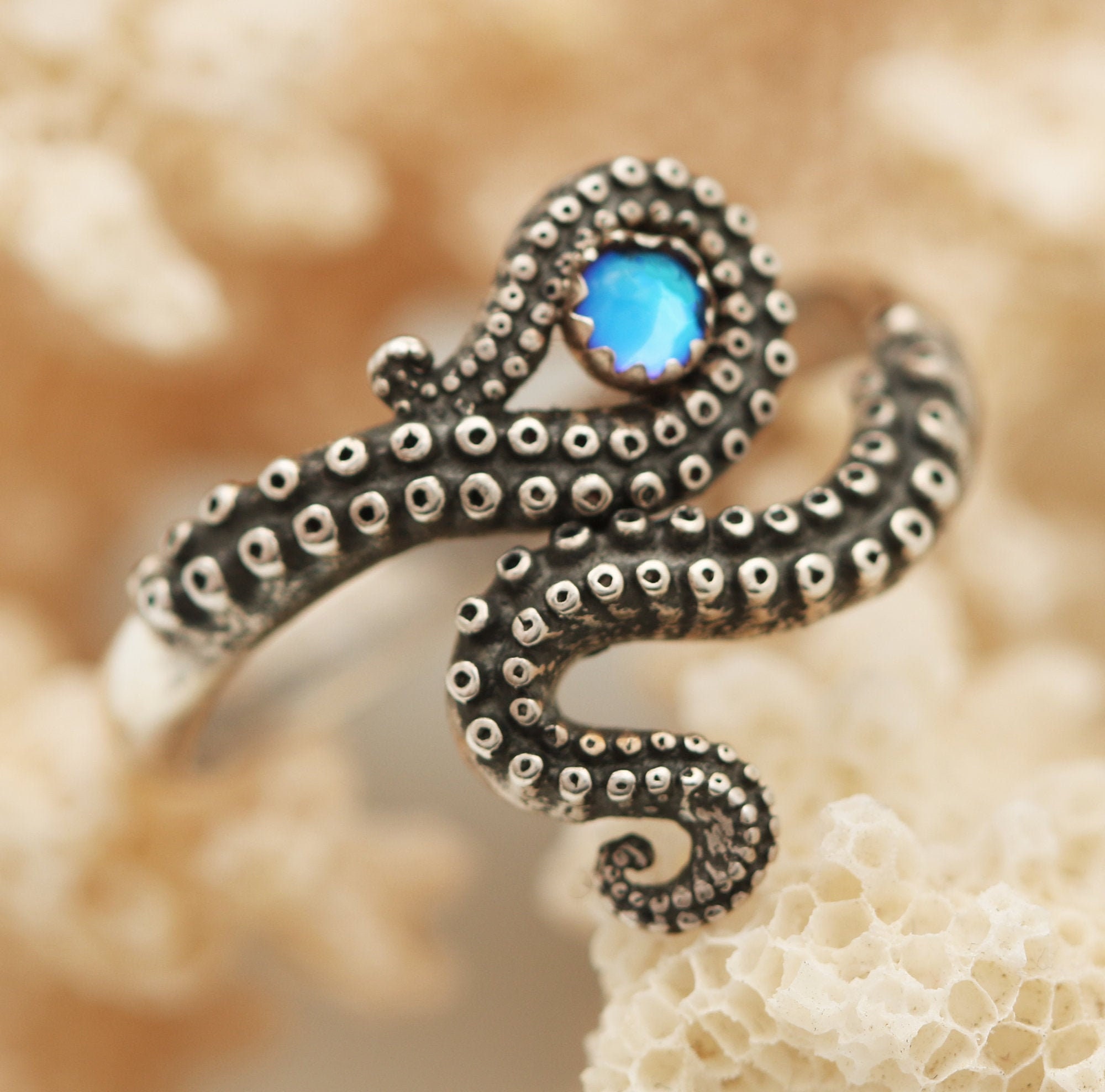 Sterling Silber Oktopus Ring, Kraken Ring, Oktopus Schmuck Frauen ...