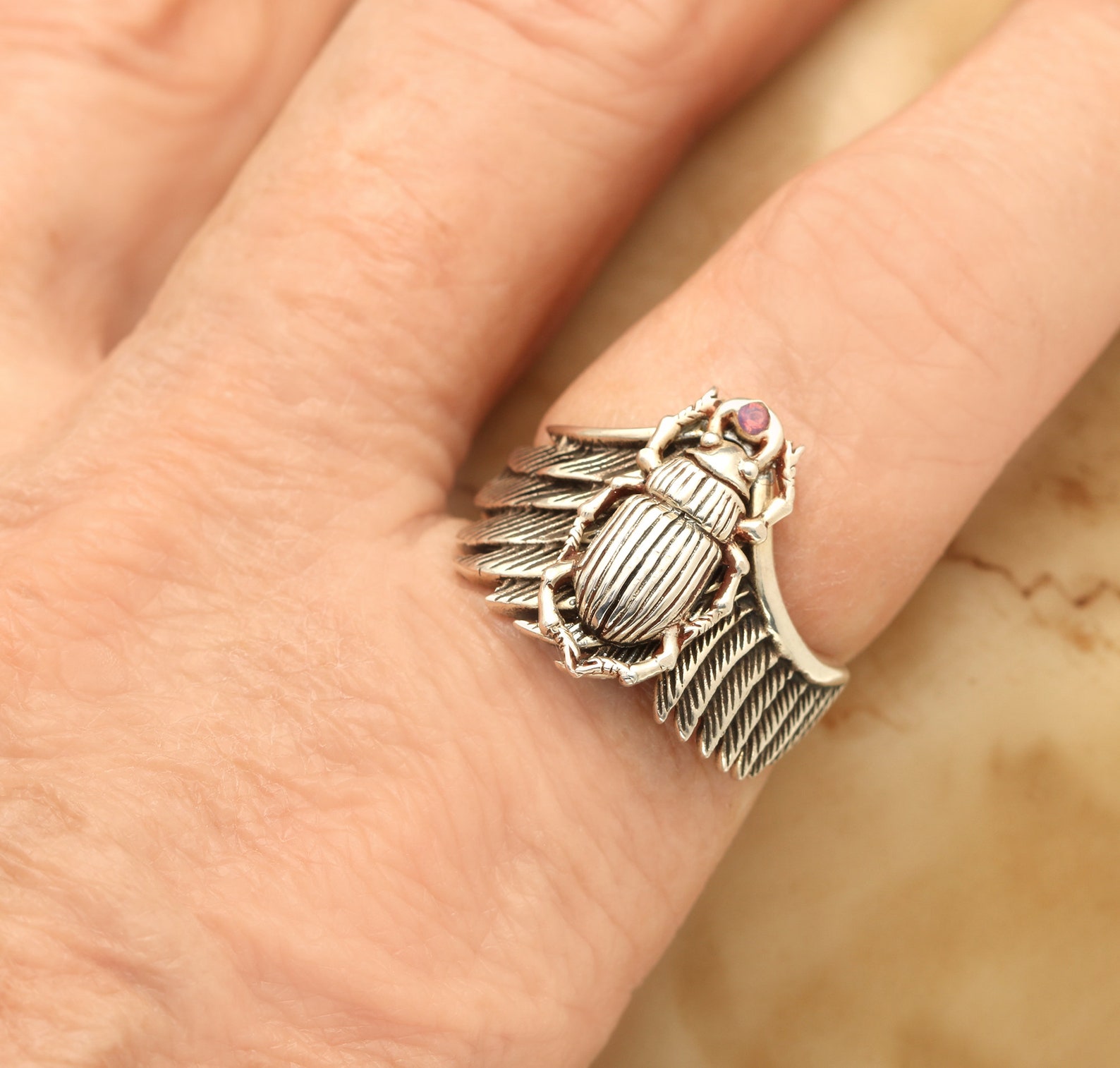 Sterling Silver Beetle Ring, Scarab Beetle, Bug Jewelry, Beetle Rings ...