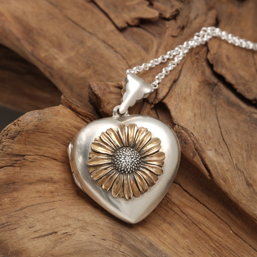 Heart Locket Necklace, Sterling Silver Locket, Heart Shaped Jewelry ...