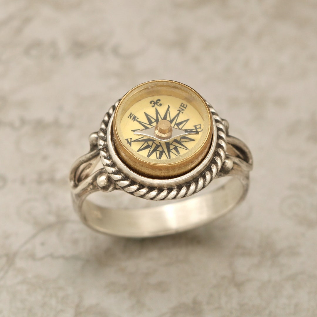 Compass Ring Sterling Silver, Compass Ring for Women, True North ...