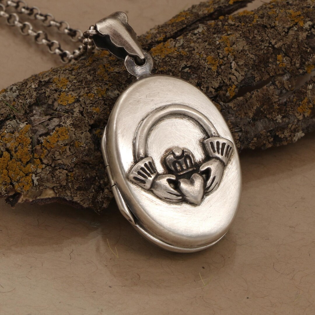 Claddagh Locket Necklace, Sterling Silver Claddagh Locket, Irish ...