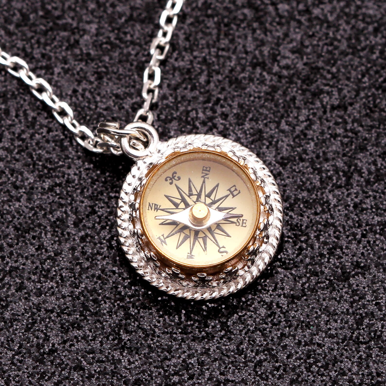 Sterling Silver Compass Pendant Necklace Working Hiking Gifts - Etsy