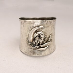 Raven Ring Men, Sterling Silver Bird Ring, Wide Band, Thumb Ring, Crow ...