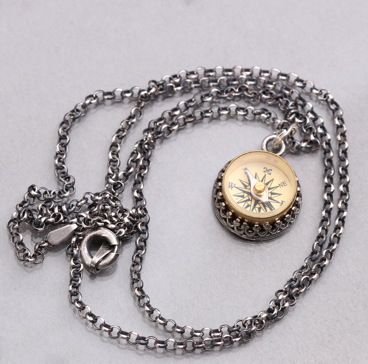 Sterling Silver Compass Necklace for Women Working, Follow Your Arrow ...
