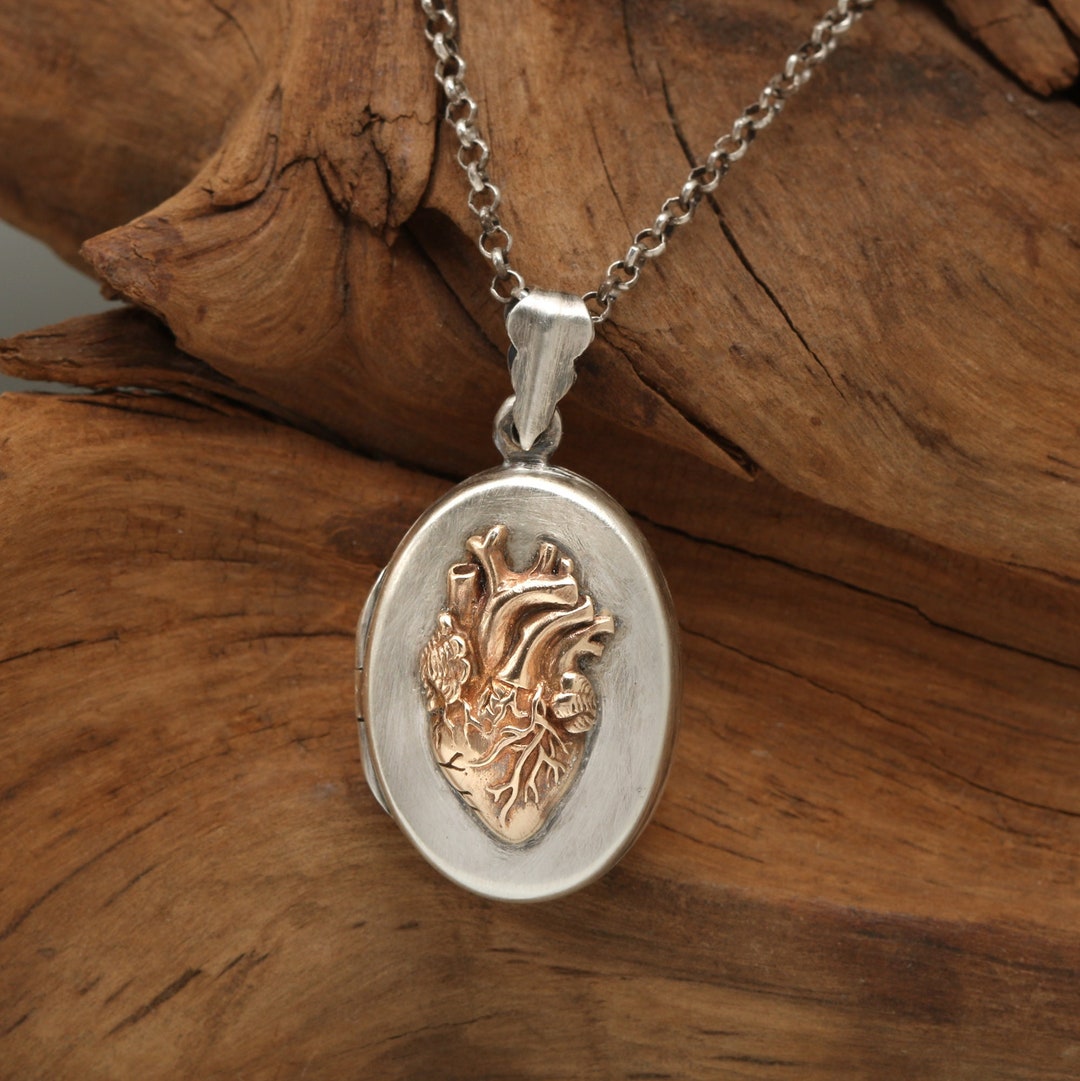 Anatomical Heart Locket, Heart Transplant Jewelry, Compass Locket ...