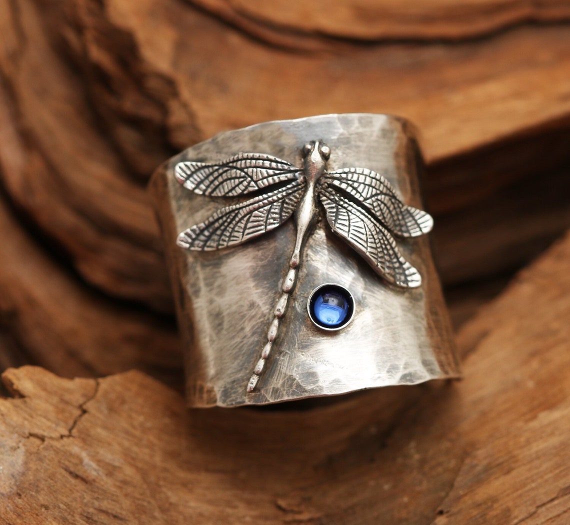 Sterling Silver Dragonfly Ring Ring With Stone Sapphire Ring - Etsy