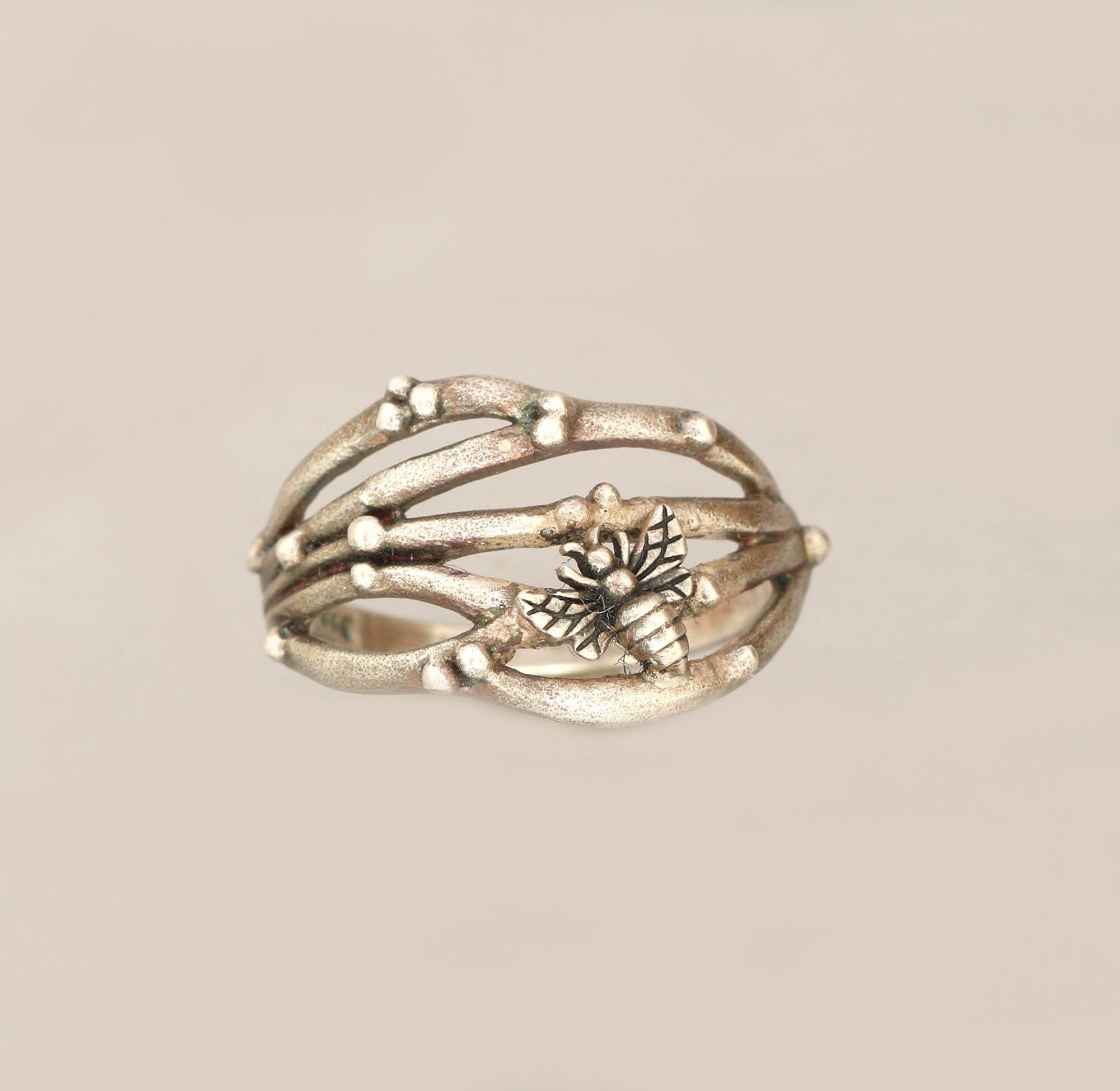 Bee Ring, Twig Ring, Bumble Bee, Beekeeper, Save the Bees, Sterling ...