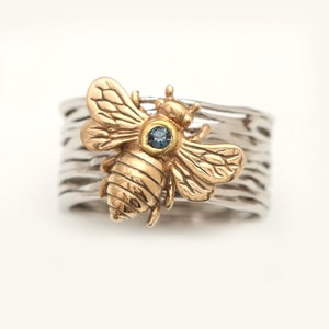 Bee Ring for Men, Sterling Silver Ring, Bee Ring Band for Women, Honey ...