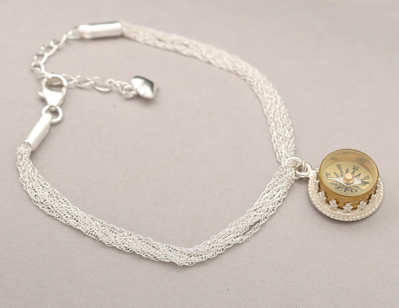 Compass Bracelet Women, Working Compass Bracelet, Sterling Silver Charm ...