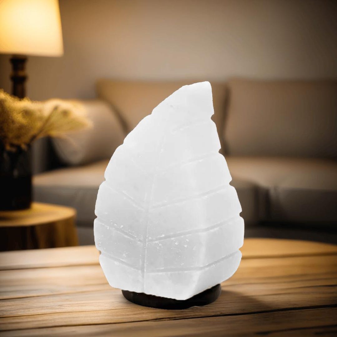 White Himalayan Handcrafted Salt Leaf Lamp - Etsy